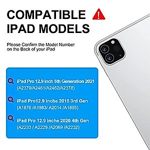 Keyboard Case for New iPad Pro 12.9 inch 2022-6th Generation / 2021-5th / 2020-4th / 2018-3rd Gen, Smart Magic Keyboard - Wireless Detachable - with Pencil Holder -iPad Pro 12.9 Case with Keyboard