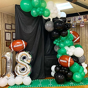 Football Party Balloon Garland Kit,119 Pcs Black White Green Balloons Arch with Football Shaped Mylar Foil Balloons for Kids Boys Teenagers Sport Theme Birthday Super Sunday Touchdown Party Decoration