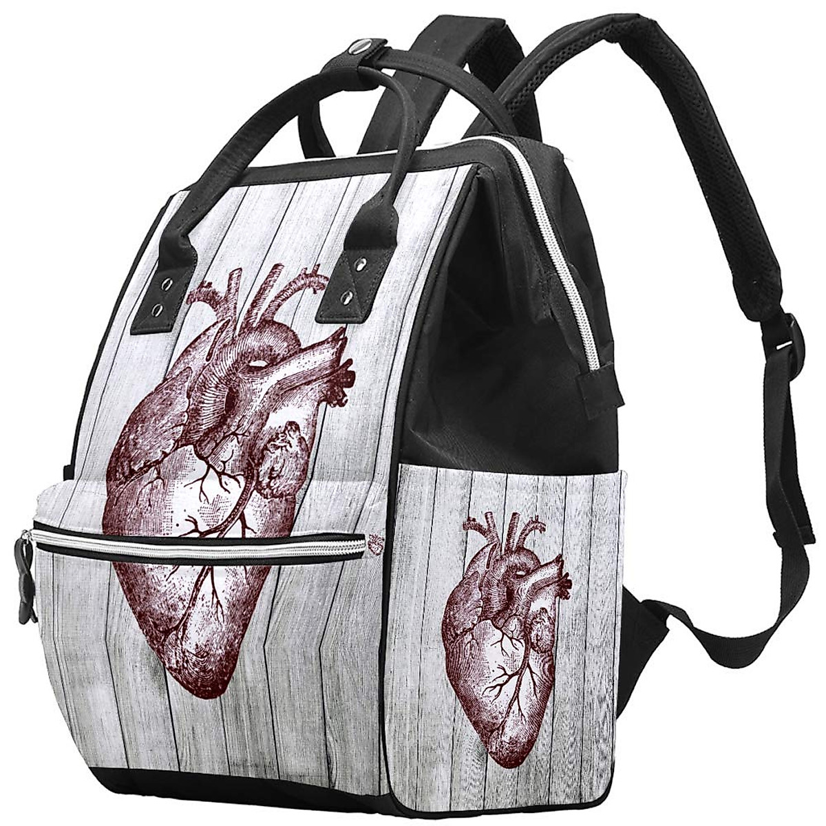 Anatomical Heart Print Diaper Tote Bags Mummy Backpack Large Capacity Nappy Bag Nursing Traveling Bag for Baby Care