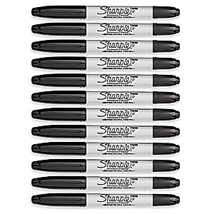 Sharpie Fine/Ultra Fine Twin Tip Permanent Marker, Black (Pack of 12)