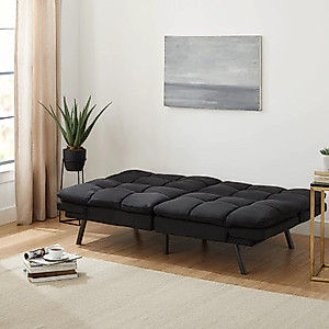 FIOXA Memory Foam Futon, Black Faux Suede Fabric (Color : Black)