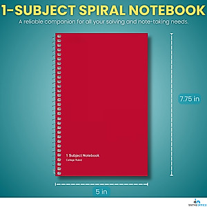 1InTheOffice 1-Subject Wirebound Notebook, College Ruled, 80 Sheets, Spiral Notebook 5x7, 7 3/4" x 5", 6/Pk (6)