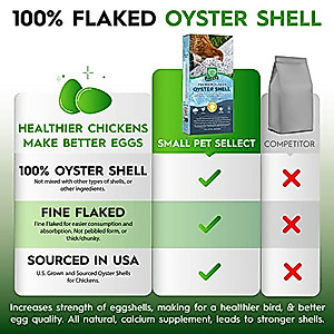 Small Pet Select - 100% Flaked Oyster Shell, Calcium Supplement for Chickens, and Ducks, 5lb