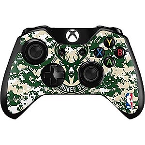 Skinit Decal Gaming Skin Compatible with Xbox One Controller - Officially Licensed NBA Milwaukee Bucks Camo Digi Design