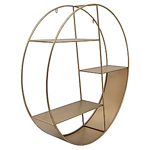 Sagebrook Home Circle Iron Wall Storage 4 Tier Shelf Interior Wall Shelf Decor Display, Hanging Decorative Wall Organizer for Home, Kitchen, Bedroom, Living Room, 31.5" H, Gold
