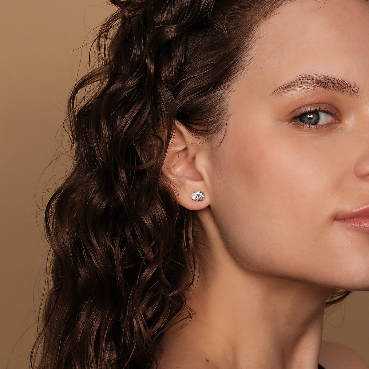 PAVOI 14K White Gold Plated Sterling Silver Cubic Zirconia Stud Earrings for Women Oval 6x8mm