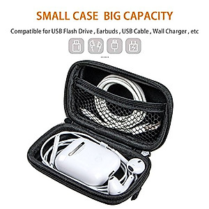 GLCON Rectangle Shaped Small Hard EVA Case - Portable Protection Earbud Case Zipper Pouch for Headset, Earphone, Flash Drive, Charging Cable, Key - Mesh Inner Pocket Durable Universal Carrying Bag