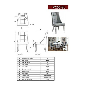 Kings Brand Furniture Milan 7 Piece White Modern Rectangle Dinette Dining Room Table & 6 Grey Vinyl Chairs, 70.9" W x 39.4" D x 30.5" H