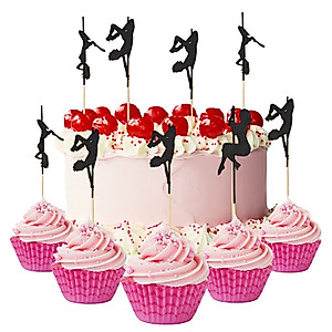 Jetec 60 Piece Stripper Pole Cupcake Topper Picks Dancing Girl Silhouette Cake Topper Toothpick for Bachelor Party Birthday Cake Decoration Bride Groom Bridal Bachelorette Women Men Boy Girl