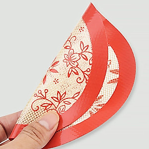 Round Silicone Baking Mats for Cake Pan - Food Grade Material, Reusable Silicone Mat for Baking Pan,Dough Roll Mats, Oven Liners for Bread/Tortilla/Macaron/Pastry/Pie/Bun/Pizza Pan (Yellow Red, 6PCS)