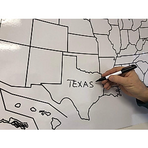 Blank US Map Laminated Dry Erase Poster, Reusable United States Map 24"x36"