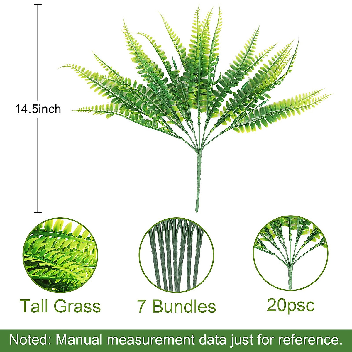 ZeKonan 24 Bunches Outdoor Plants Artificial Flower Plants UV-Proof Shrub Plants Plastic Green Plants for Indoor and Outdoor Gardens porches Windows and Other Decorations（White）