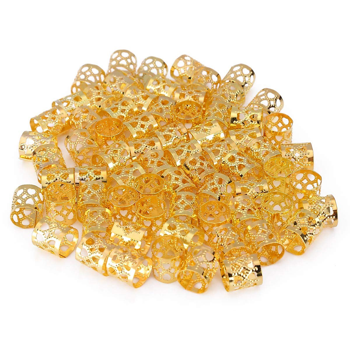 Tbestmax 200 pcs Dreadlocks Beads Hair Braid Rings Clips Dread Locks Hair Braiding Metal Cuffs Decoration/Accessories Jewelry, Silver and Gold