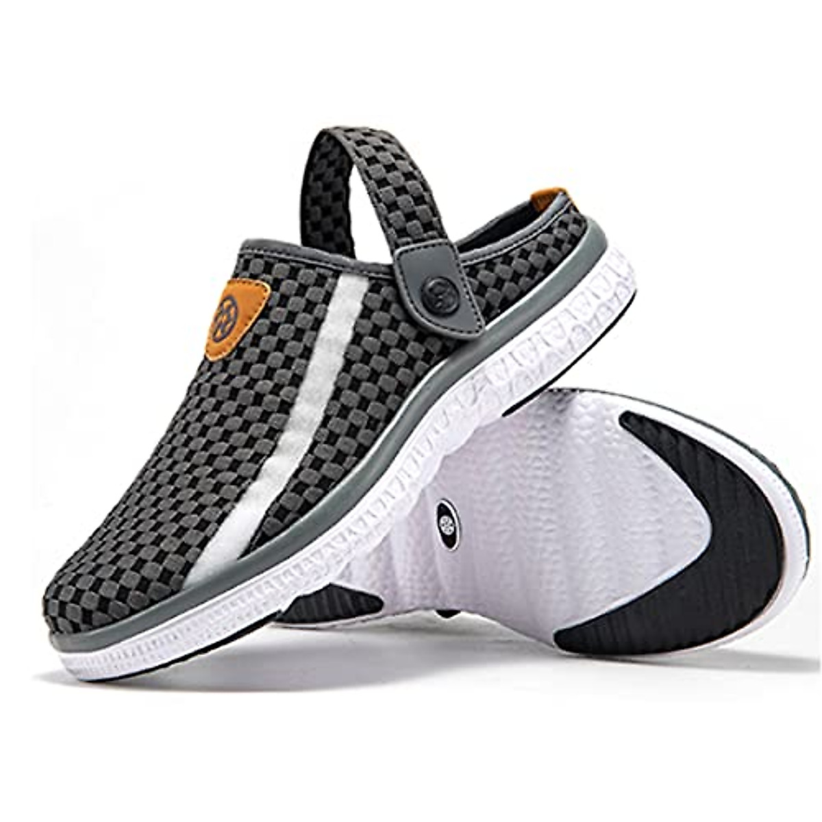 Clogs for Men Garden Shoes Women House Slippers Summer Walking Sandals Slip On Home House Shoes Arch Support Breathable Indoor Outdoor Mules Deep Grey, 8.5 Women/7 Men, Lable Size 39