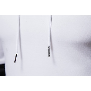 Maiyifu-GJ Men's Color Block Athletic Hoodies Long Sleeve Patchwork Hooded Sweatshirts Stripe Contrast Color Pullover Hoodie (White,Small)