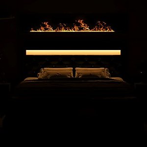 Keyluv Full Size Upholstered LED Bed Frame with 4 Storage Drawers and Adjustable Crystal Button Tufted Headboard, Platform Bed with Solid Wooden Slats Support, No Box Spring Needed, Black