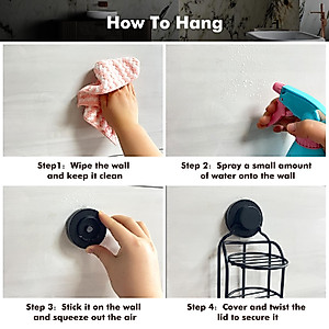 4 Tier Bar Soap Holder for Shower Wall, Stainless Steel Self Draining Rustproof Rack Powerful No Drilling Shampoo Bar Holder with Strong Suction Cup for Shower Wall Bathroom Kitchen (Black)