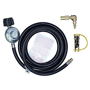 METER STAR 8 FEET QCC1 Propane Regulator Low Pressure with Hose Plus 1/4" Quick Connect Propane Elbow Adapter Converter for 17" and 22" Blackstone Tabletop Camper Grill