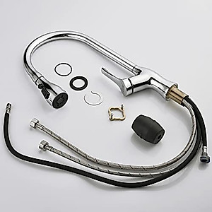 Fulgutonit Pull Out Kitchen Faucet, High Arc Single Handle Kitchen Sink Faucet with 3 Modes Pull Down Sprayer, Kitchen Sink Faucet for Bar Laundry RV Utility Sink, Chrome