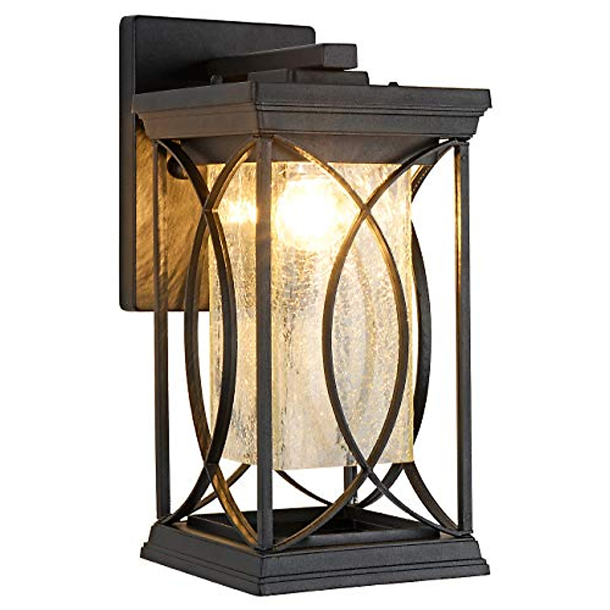 Dusk to Dawn Modern Outdoor Wall Light Exterior Light Fixtures Black Aluminum with Crack-Like Glass Create Gorgeous Lighting Effects UL and IP65 Waterproof Wall Sconce Outdoor for Front Porch Lighting