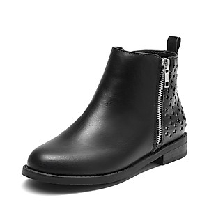DREAM PAIRS Girls Side Zipper Low Heels Ankle Boots Size 5 Big Kid Black SDBO2221K