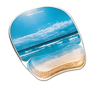 Fellowes 9179301 Gel Mouse Pad with Wrist Rest, 7-7/8 x 9-1/4, Sandy Beach Design