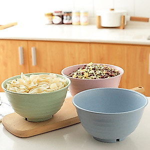 AIYoo 6.7 inch Unbreakable Cereal Bowls, 6 Piece Large Breakfast Bowls Set,37 oz Lightweight Plastic Bowls for Serving Soup Oatmeal Pasta Salad and Rice,Microwave and Dishwasher Safe,6 Colors