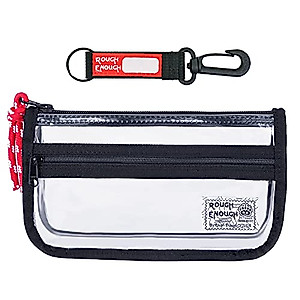 ROUGH ENOUGH Small Cute Clear Pencil Case for Girls Boys Kids Adults Clear Pencil Pouch Bag Holder for School