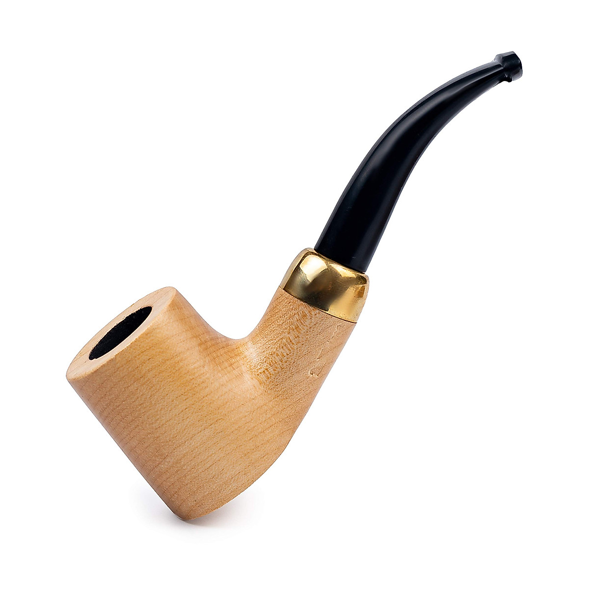 Dr. Watson - Wooden Tobacco Pipe, classic Cherrywood shape, Fits 9mm filter, Comes with Pouch, Boxed (Natural)