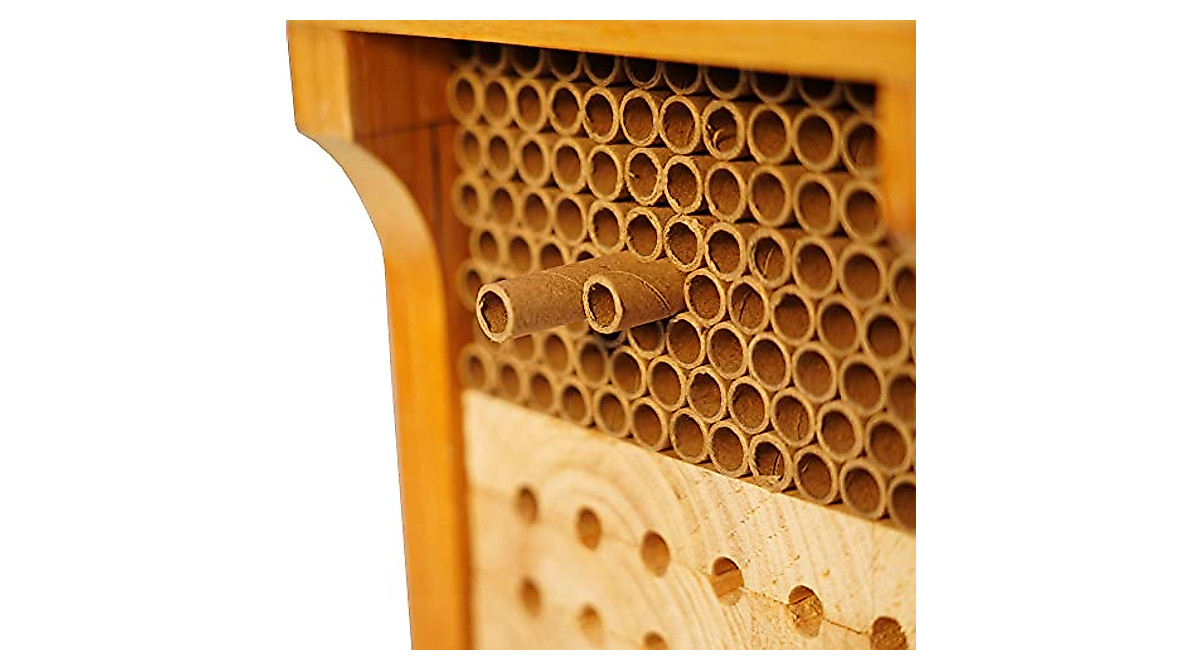 TOOBEETT Mason Bee House Wax Coated Mason Bee Hive Wooden Insect Hotel ...