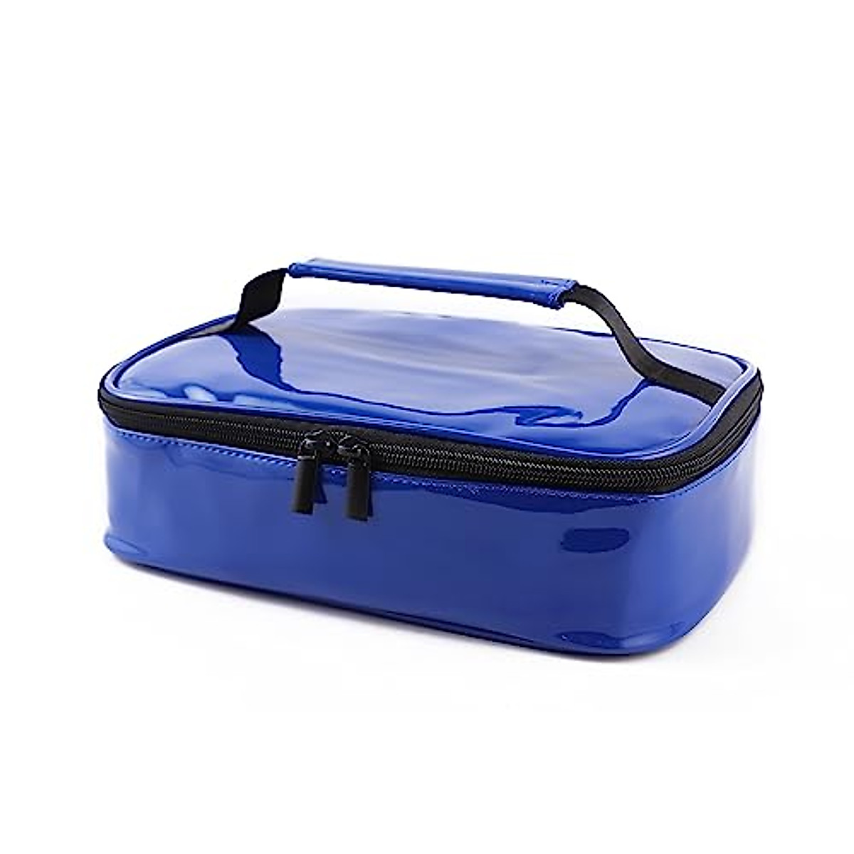 ONTESY Small Lunch Box for Men Women, Patent Leather Lunch Bag Thermal Insulated Mini Lunchbox Lunch Pail Reusable Food Container Snack Bag (Royal Blue)