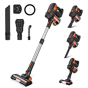 INSE Cordless Vacuum Cleaner, 6-in-1Lightweight Stick Vacuum Up to 45min Runtime, Vacuum Cleaner with 2200mAh Rechargeable Battery, Powerful Cordless Stick Vacuum for Hardwood Floor Pet Hair Home Car
