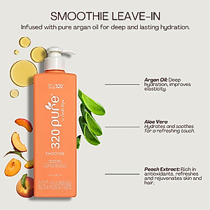 320Pure Smoothie Leave In Conditioner 8oz, Sulfate Free, Color Safe & Lightweight Formula, Deep Repair Moisturizing Detangler for Frizzy, Curly, Thick, Wavy, Dry & Damaged Hair