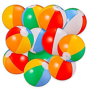 Mcftvun Beach Balls Bulk, 12 Pack -12" Inflatable Swimming Pool Toys for Kids & Adults Summer Beach Toys for Water Games, Hawaiian Tropical Theme Party Decorations Favors Supplies