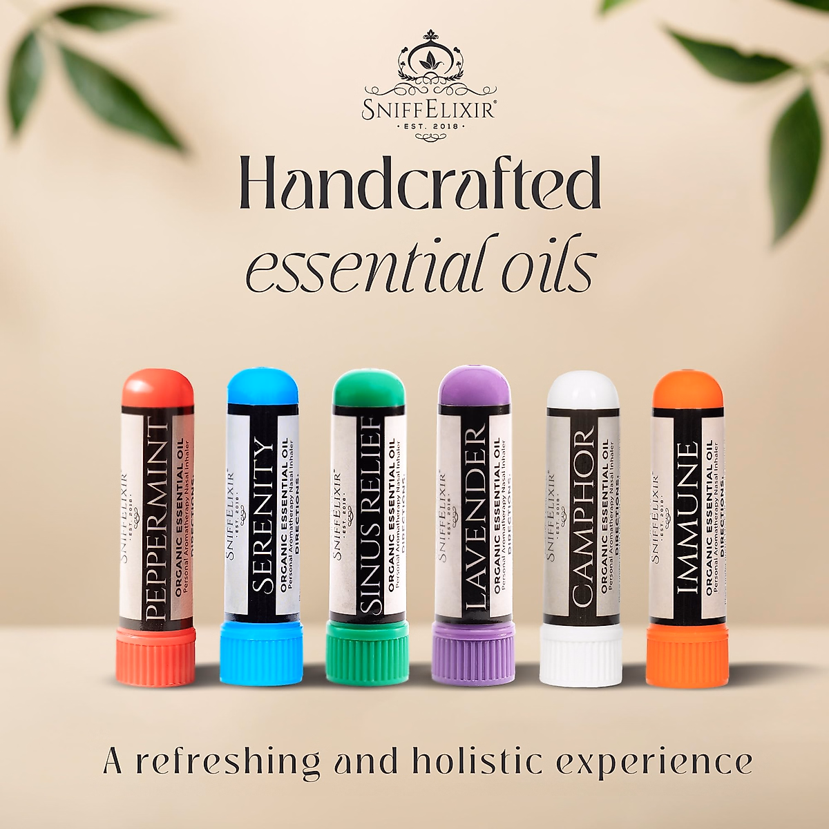 Peppermint Inhaler Nasal Stick - Aromatherapy Nasal Inhaler, Portable Nose Inhaler Stick, Non Drowsy Motion Sickness Nausea Stick with Peppermint Essential Oil for Migraine Stick, and Headache