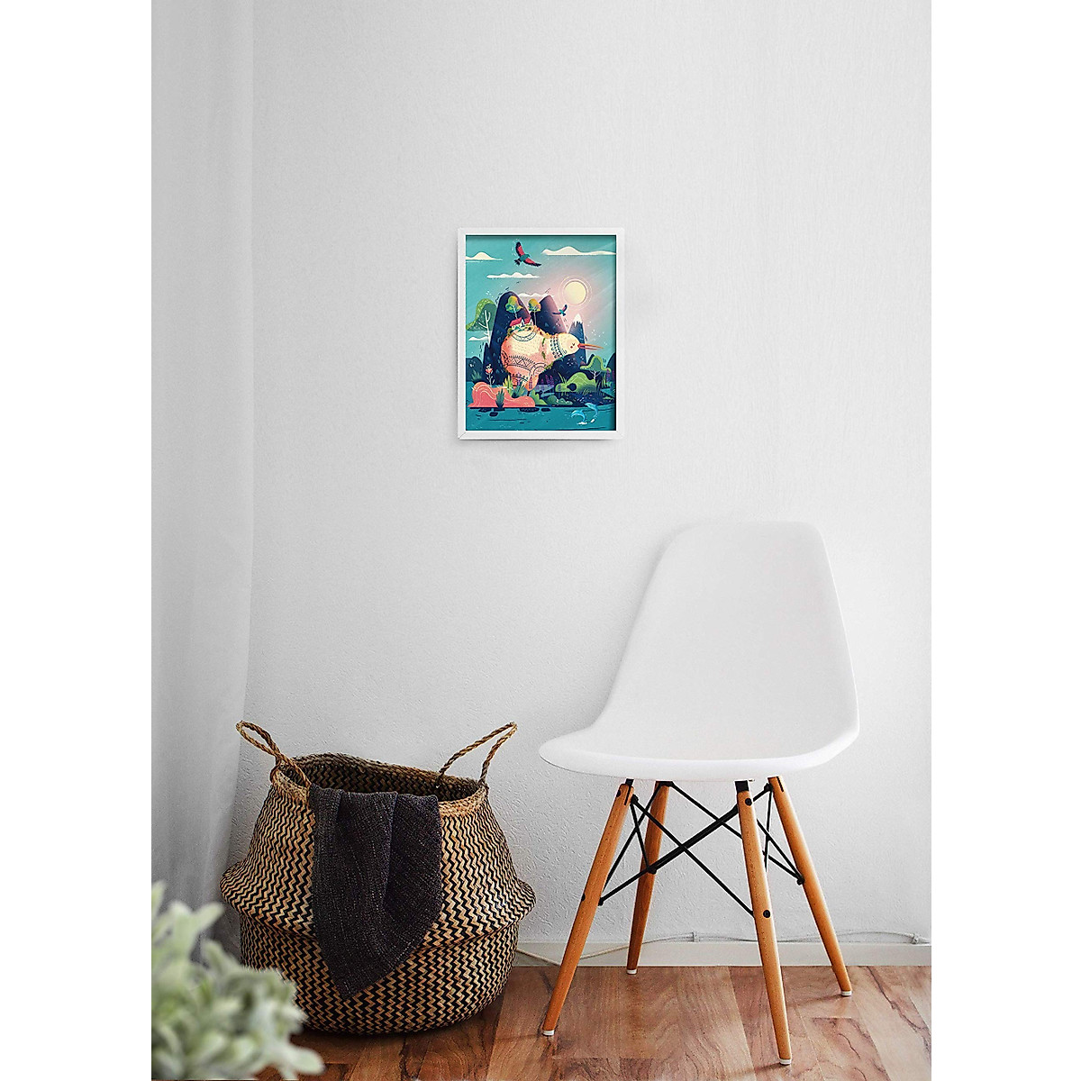 8x10 Kiwi Nursery Art Print New Zealand Art Whimsical Print Fantasy Folk Nature Design Colorful Travel Tropical Art Mountain Hiking Bird Illustration Kids Bedroom Decor Studio Ghibli Art Cute Wall Art