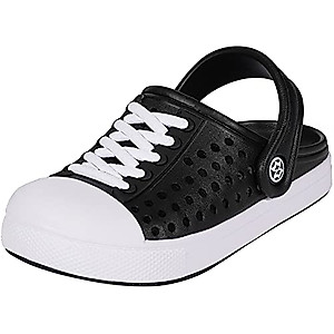 Eagsouni Little Kids Girls Garden Clogs Shoes Gardening Boys Soft Slides Sandal Summer Lightweight Outdoor Beach Pool Shower Mules Slippers Child Cute Slip On Black Size 12