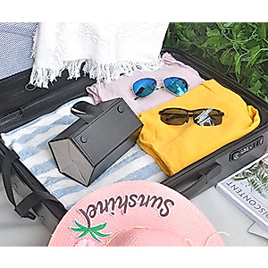 YANLAEH Travel Sunglasses Organizer Case 5 Slot Foldable Leather Multiple Eyeglasses Storage Holder Stand Hard Shell (Black)