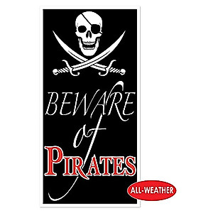 Beistle Beware of Pirates Door Cover,Black/White/Red