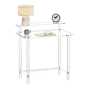 Eglaf Acrylic Desk - Home Office Desk with Monitor Stand - Modern Clear Desk Study Writing Table Computer Desk for Office, Living Room, Bedroom, 31.5" L x 19.7''W x 34.7" H