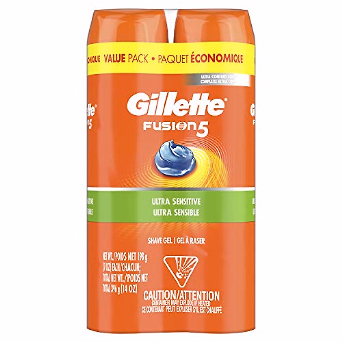 Gillette Fusion Ultra Sensitive Hydra Gel Men's Shave Gel Twin Pack, 14 Ounce (Pack of 2)