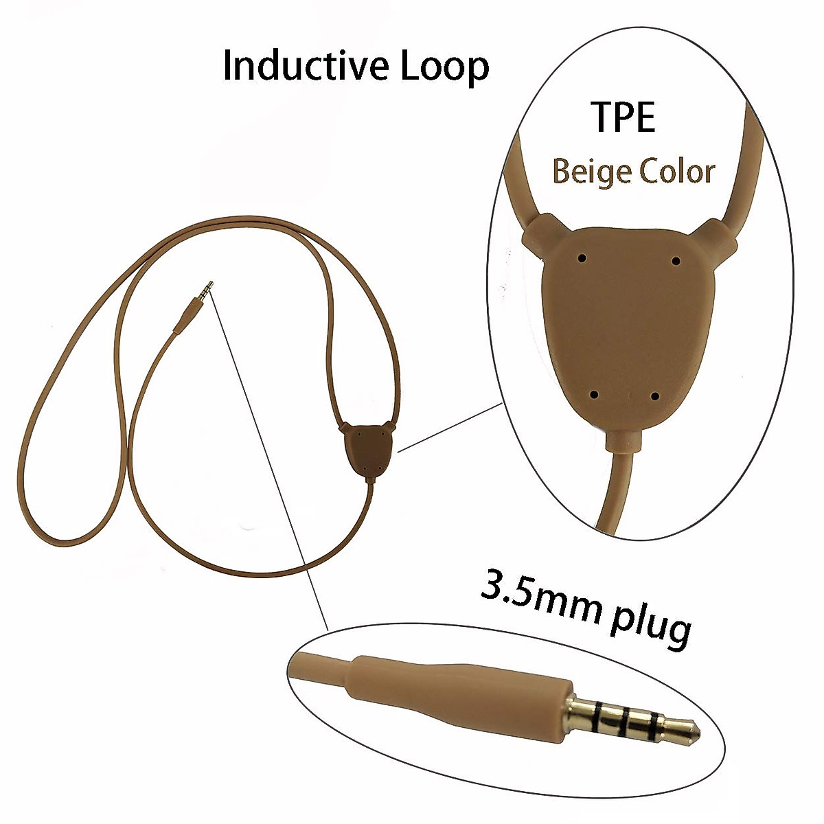 Invisible Earpiece Wireless Hidden Covert Earphone kit for Listening to The Music(with Earpiece and 3.5 Plug Inductive Loop no Microphone)
