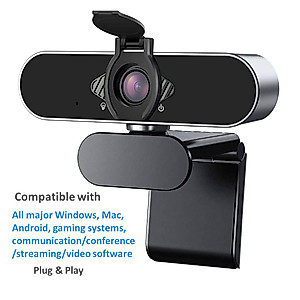 Wennyn Webcam 1080P HD with Microphone & Privacy Cover, USB Web Cam with Live Streaming HD Video for Mac, PC, Computer and Laptop, Wide Angle Lens 1080P Web Camera with 360 Degree Flexible Mount