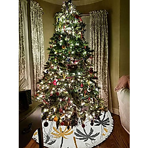 Small Christmas Tree Skirt Palm Tree Pattern,30 Inch Tree Skirt for Christmas Holiday Party Decoration,Rustic Tree Skirts Mat Home Indoor Outdoor Ornaments