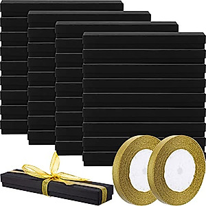 36 Pcs Jewelry Necklace Gift Boxes Sponge Filled Boxes Jewelry Cardboard Jewelry Boxes Necklace with Gold Ribbon Boxes Necklace Packaging for Wedding Birthday Anniversary Ceremony(Black)