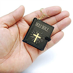 Bible Keychain, 12 PCS Miniature Real Bible Key Chains Handbag Pendant Xmas Gift with Magnifying Glass