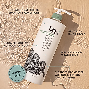 unwash Bio-Cleansing Conditioner - Gentle, Hydrating Co-Wash Cleansing Conditioner, Sulfate & Paraben Free, for Curly, Coily & Dry Hair, 33.8 fl oz