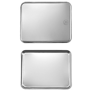 QWORK Stainless Steel Surgical Tray, for Medical Instruments, Tattoo, Surgical Supplies, 12 3/16 x 9 7/16 x 1, 4 Pack