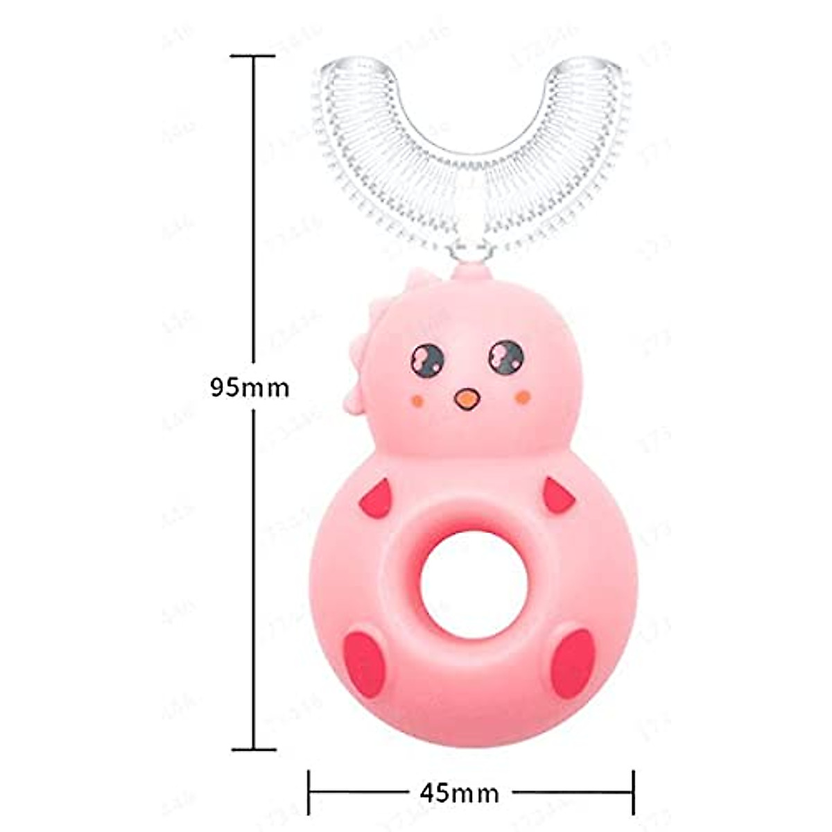 Aoyuexi Children's U-Shaped Toothbrush for 0-12 Years Old Kids - Dinosaur/Donut U Shape Whitening Massage Toothbrush Soft Silicone Brush Head, 360° Oral Teeth Cleaning Design for Toddlers (A)