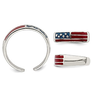 Gem And Harmony American Flag Toe Ring in Sterling Silver